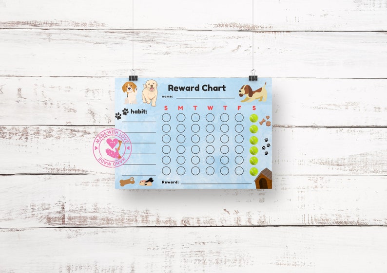 Dog Themed Reward Chart for Kids, Habit Tracker, Behaviour Chart, Fun ...