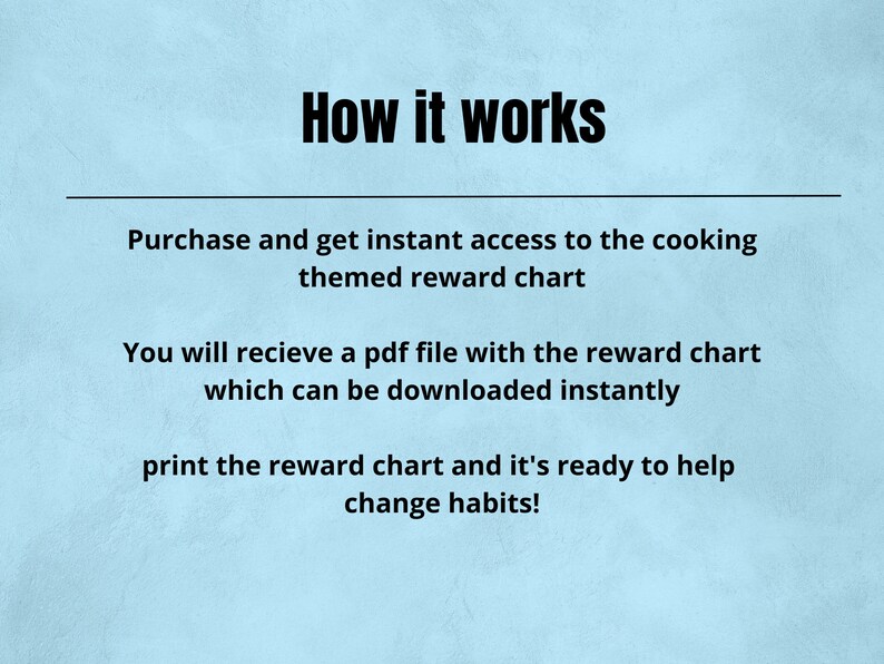 Cooking Reward Chart for Kids, Behaviour Chart, Habit Tracker, Chef ...