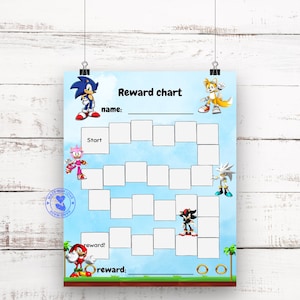 Sonic the Hedgehog Reward Chart for Kids, Sonic, Tails, Behaviour Chart ...