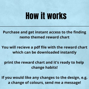 Finding Nemo Reward Chart for Kids, Nemo, Marlin, Dory, Finding Dory ...