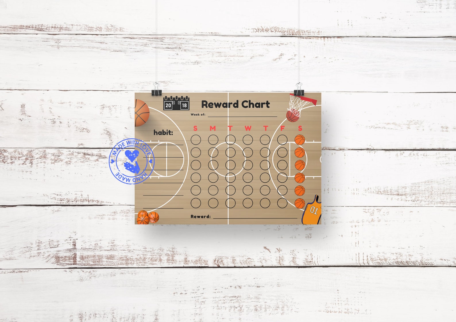 Basketball Reward Chart for Kids, Habit Tracker, Behaviour Chart ...