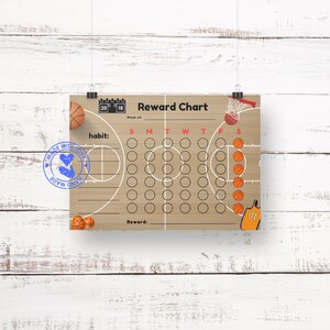 Basketball Reward Chart for Kids, Habit Tracker, Behaviour Chart ...