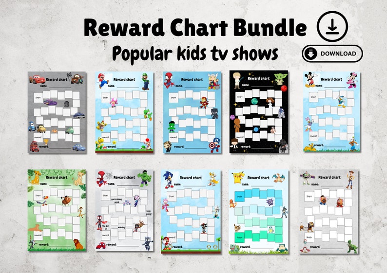 Reward Chart Bundle for Boys, Mario, Sonic, Pokemon, Teacher Reward ...