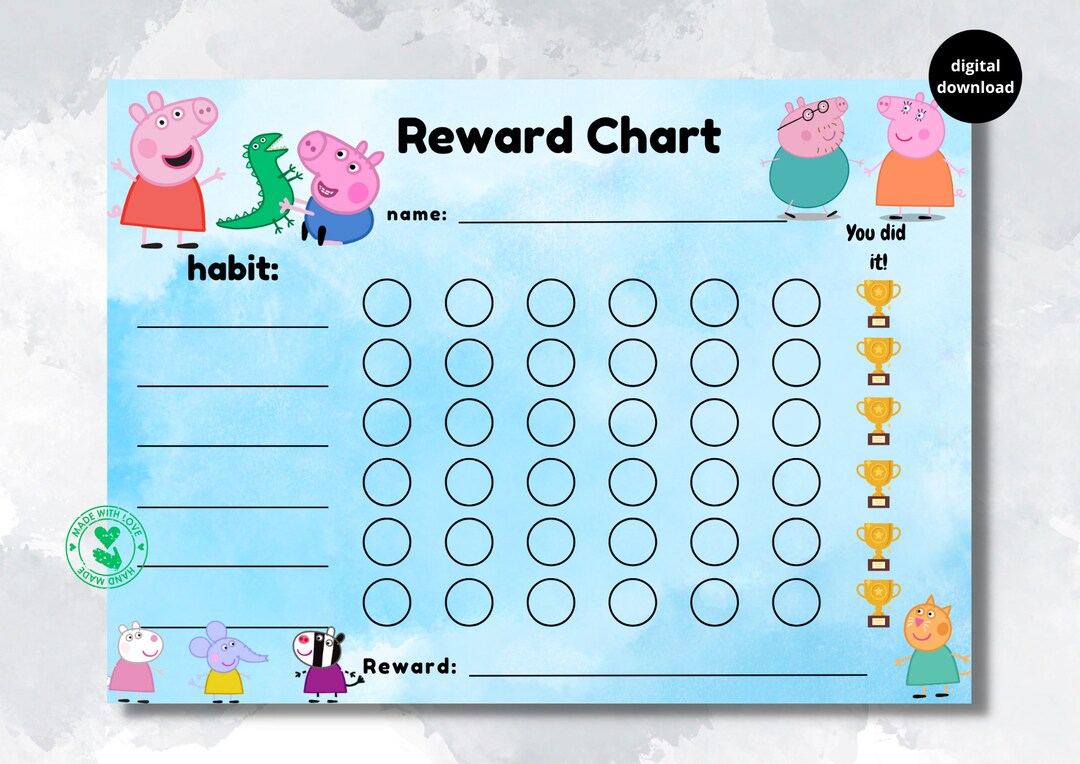Peppa Pig Reward Chart for Kids, Behaviour Chart, Habit Tracker ...