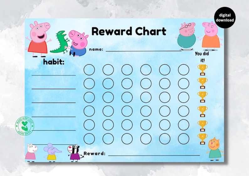 Peppa Pig Reward Chart for Kids, Behaviour Chart, Habit Tracker ...