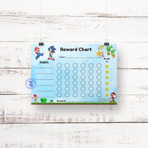 Mario and Sonic Reward Chart for Kids, Sonic the Hedgehog, Behaviour ...