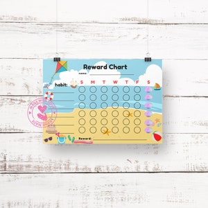 Summer Reward Chart for Kids, Beach Reward Chart, Behavior Chart, Habit ...