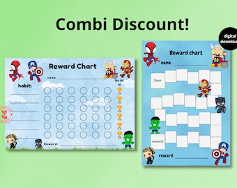 Superhero Reward Chart for Kids, Behaviour Chart, Habit Tracker, Super ...