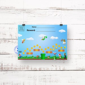 Mario Reward Chart for Kids, Mario Bros, Luigi, Yoshi, Behaviour Chart ...