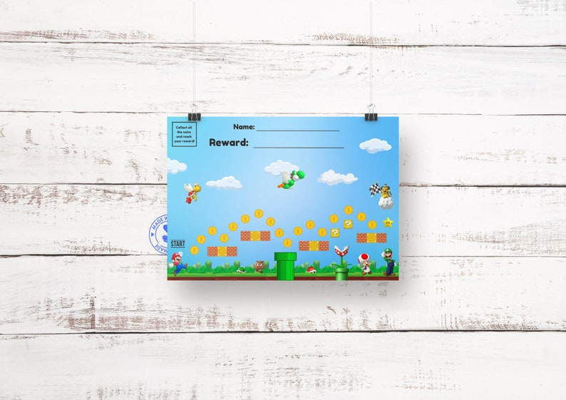 Mario Reward Chart for Kids Mario Bros Luigi Yoshi - Etsy Canada