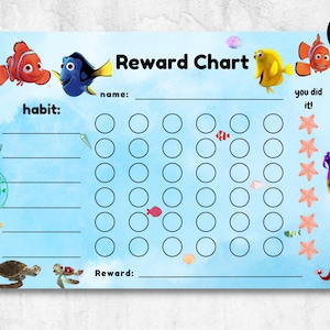 Finding Nemo Reward Chart for Kids, Behaviour Chart, Habit Tracker ...