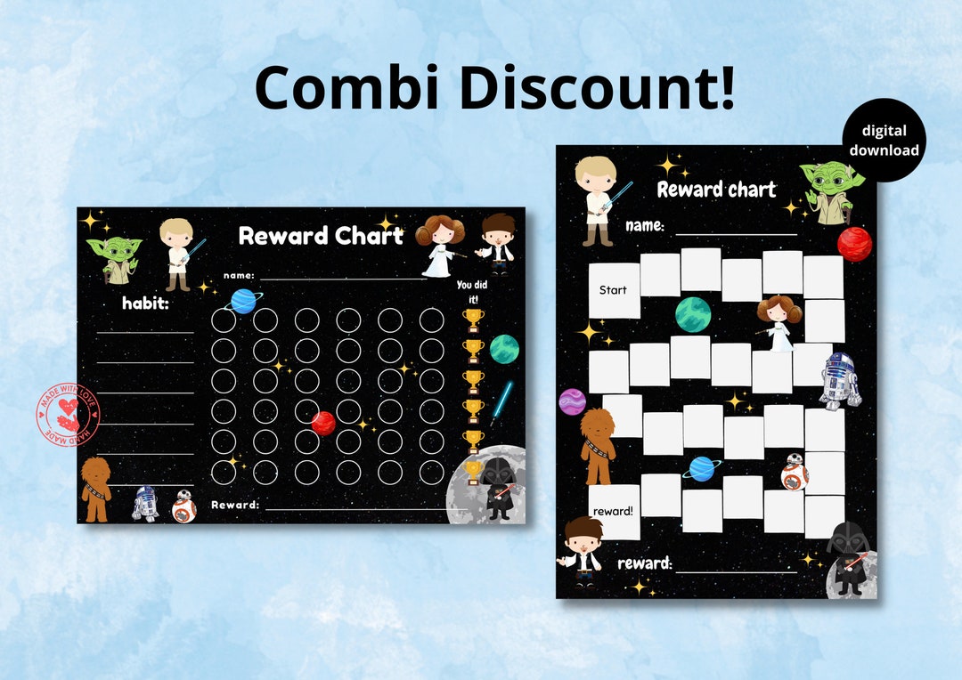 Star Wars Reward Chart for Kids, Yoda, Luke Skywalker, Behaviour ...
