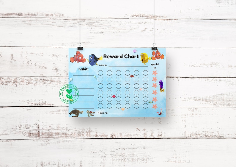 Finding Nemo Reward Chart for Kids Behaviour Chart Habit - Etsy