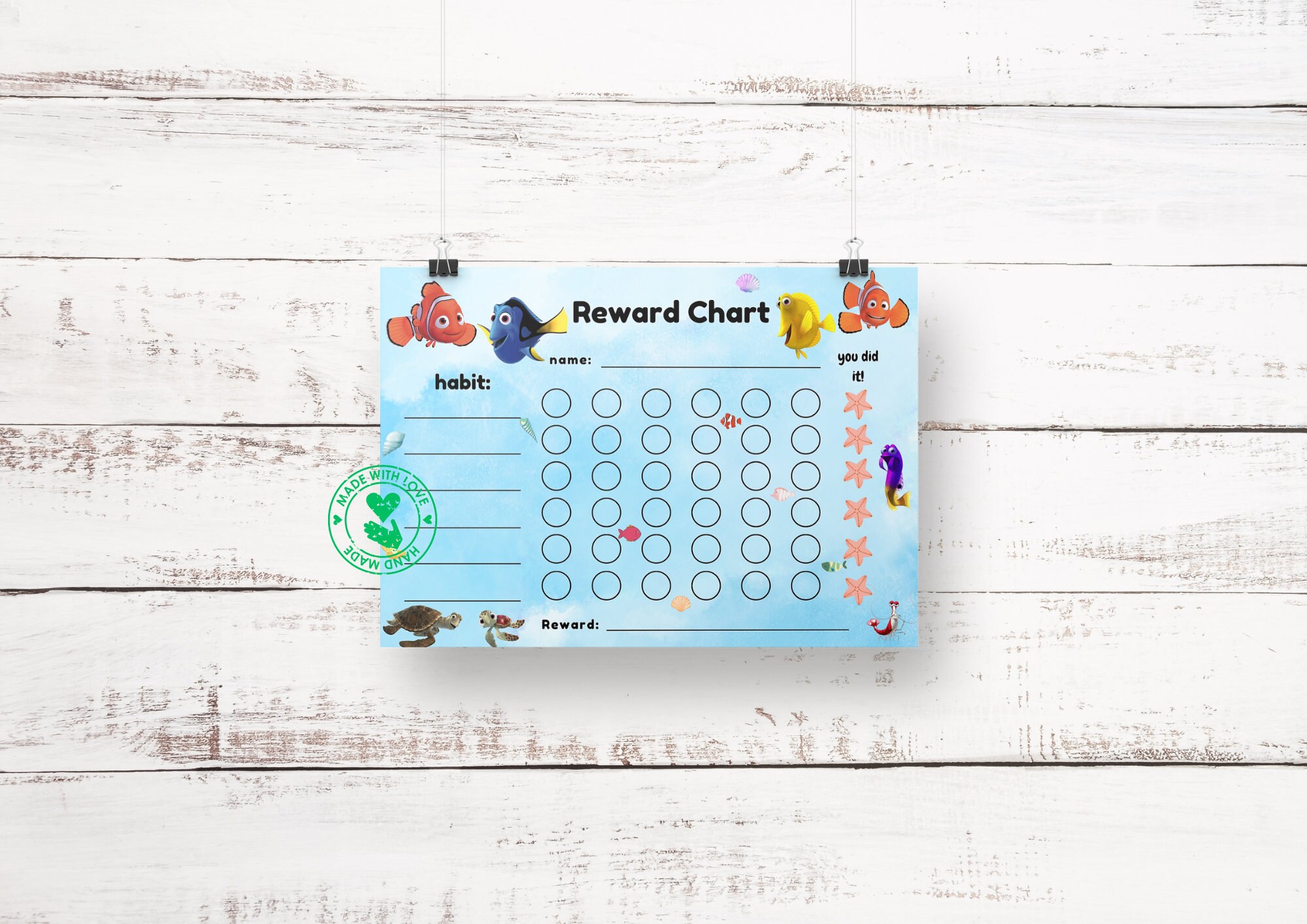 Finding nemo reward chart for kids behaviour chart habit - Etsy Nederland