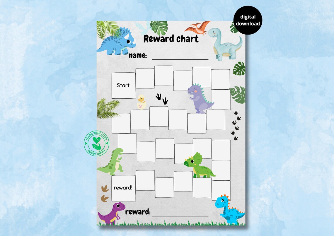 Dino Reward Chart for Kids, T-rex, Dinosaur Habit Tracker, Behaviour ...