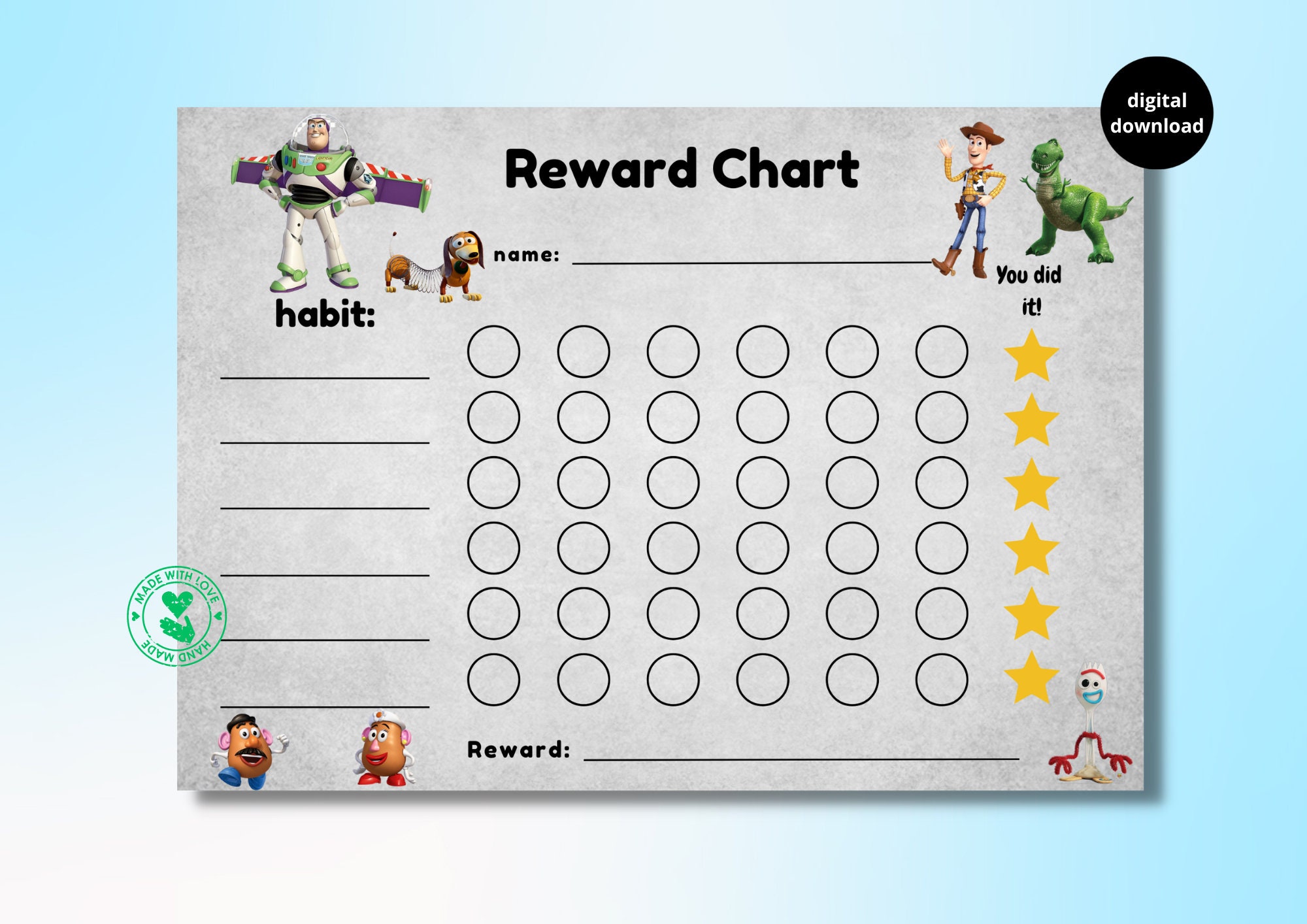 Toy Story Reward Chart for Kids, Habit Tracker, Behaviour Chart, Woody ...
