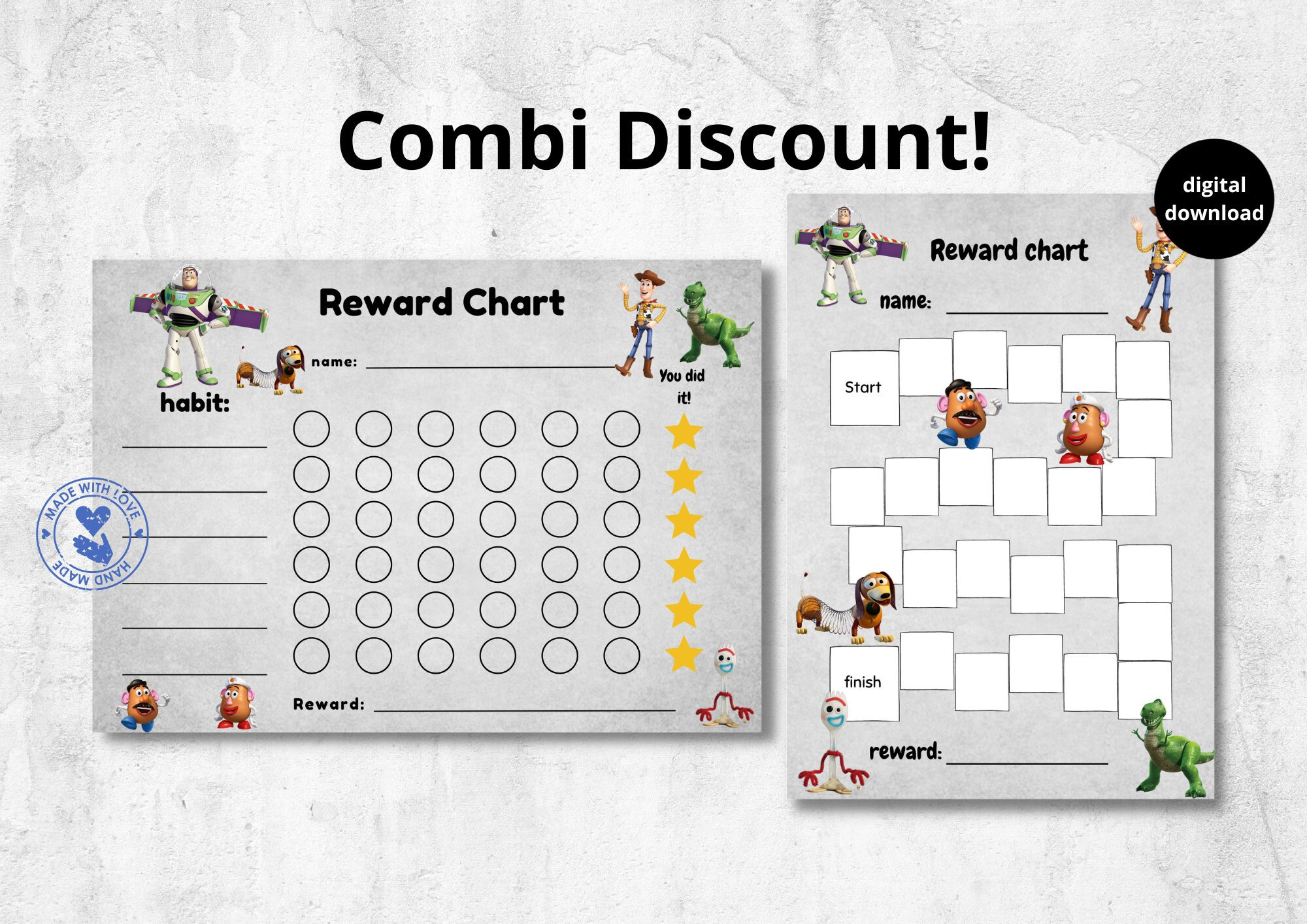 Toy Story Reward Chart for Kids, Woody, Buzz Lightyear, Behaviour Chart ...