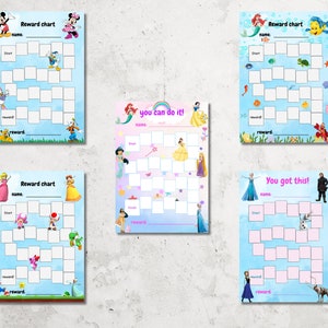 Reward Chart Bundle for Girls, Princess, Little Mermaid, Teacher Reward ...