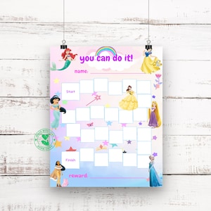Princess Reward Chart for Kids, Habit Tracker, Behaviour Chart ...