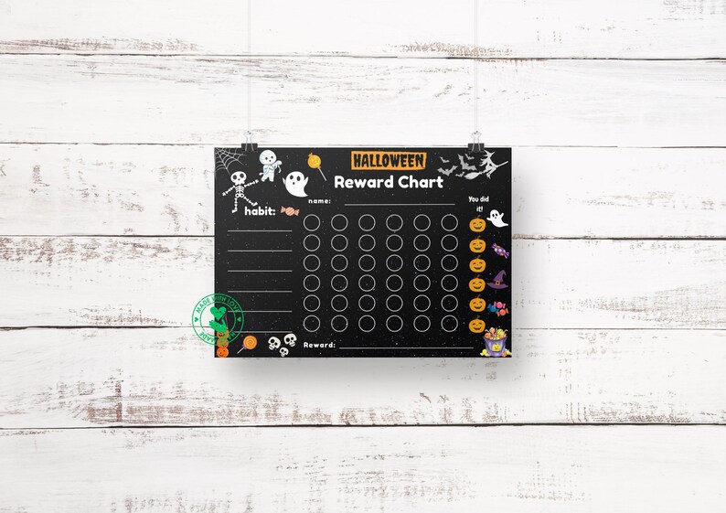 Halloween Reward Chart for Kids Spooky Reward Chart Scary - Etsy