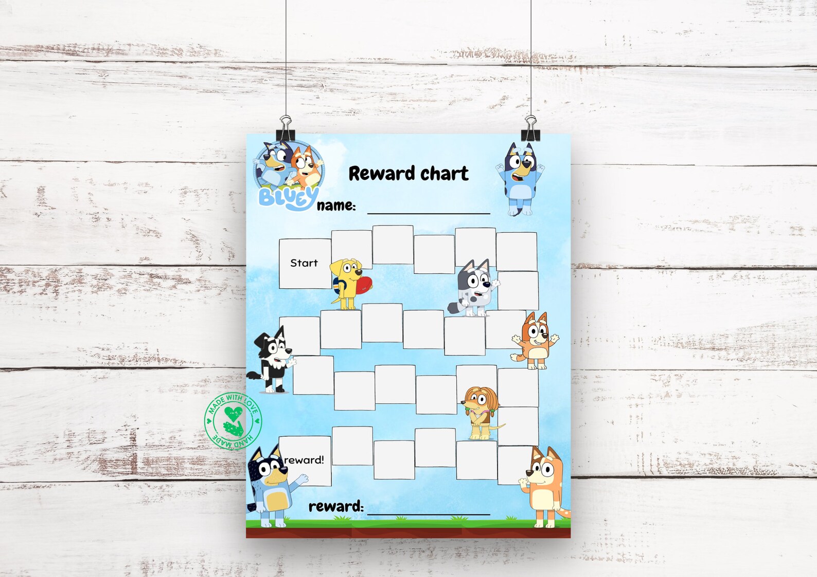 Bluey Reward Chart for Kids, Potty Chart, Habit Tracker, Behaviour ...