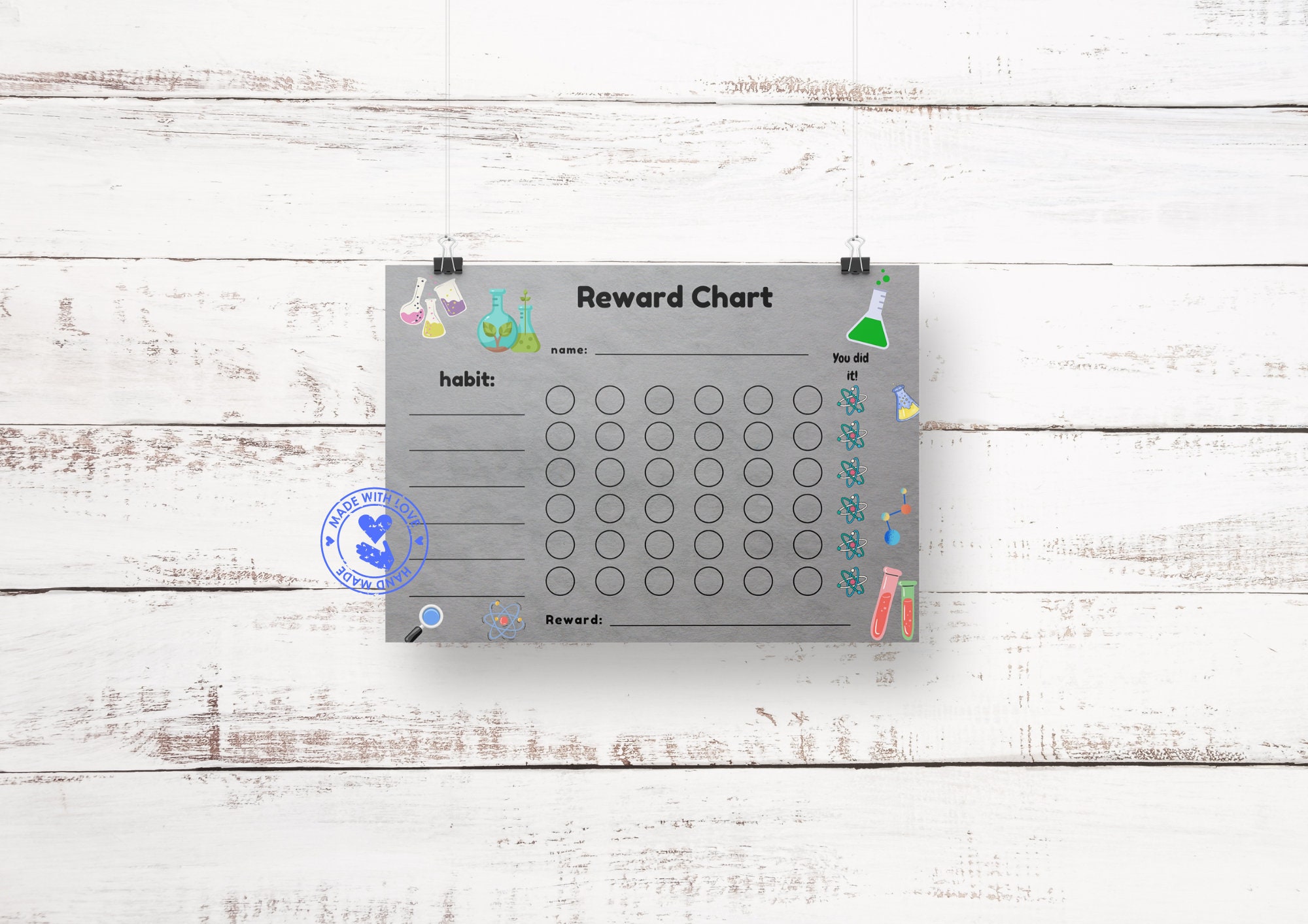 Science Reward Chart for Kids, Habit Tracker, Behaviour Chart, Biology ...