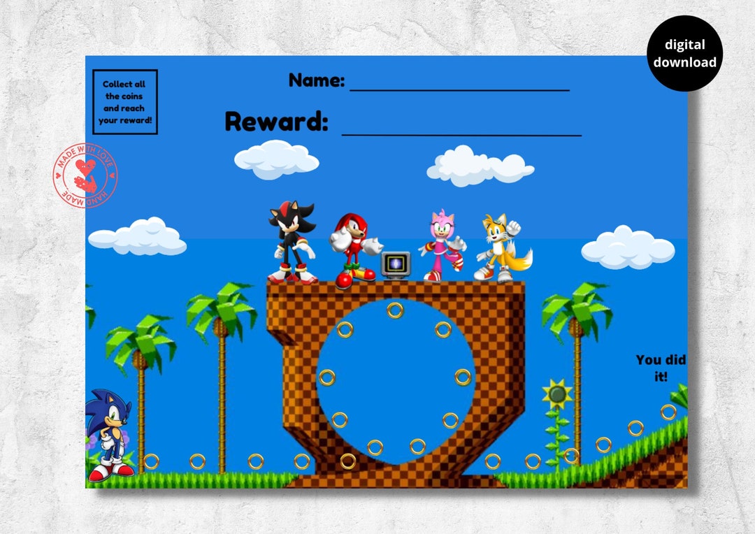 Sonic the Hedgehog Reward Chart for Kids, Behaviour Chart, Habit ...