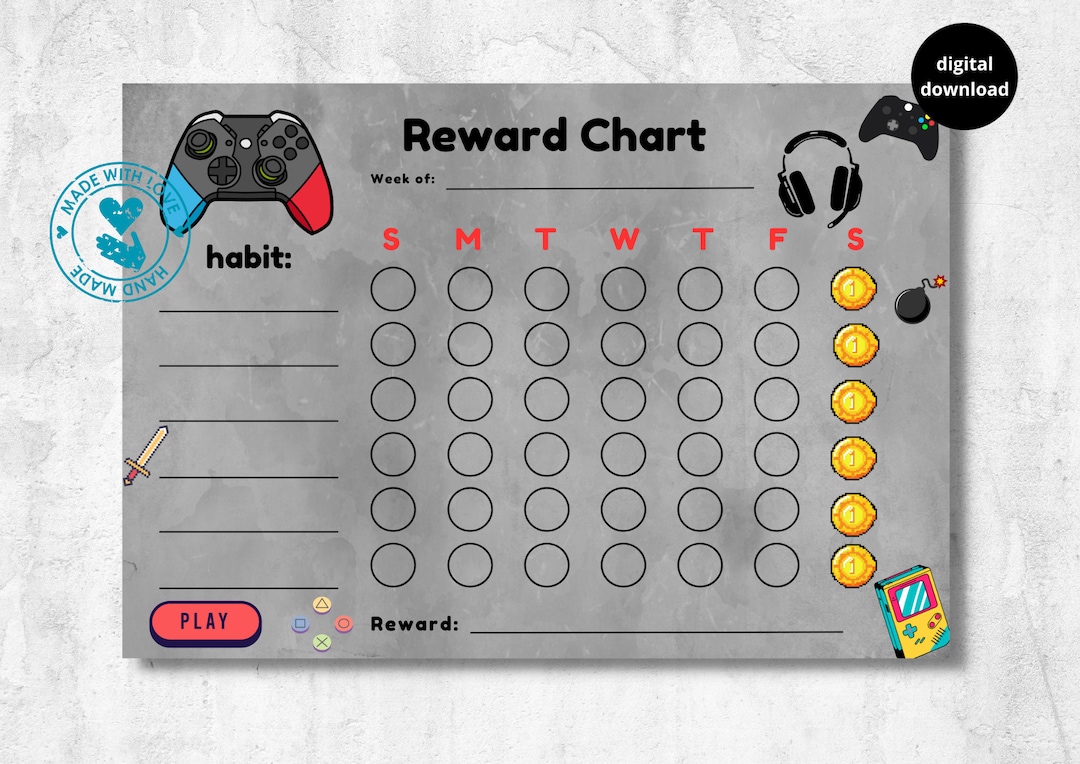 Gaming Reward Chart for Kids, Habit Tracker, Behaviour Tracker ...