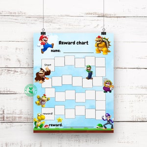 Mario Reward Chart for Kids, Behaviour Chart, Habit Tracker, Printable ...
