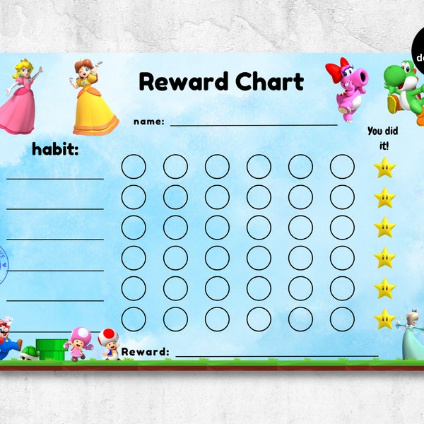 Princess Peach Reward Chart - Etsy