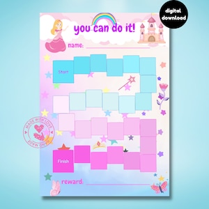 Princess Reward Chart for Kids, Castle, Rainbow, Behaviour Chart, Habit ...