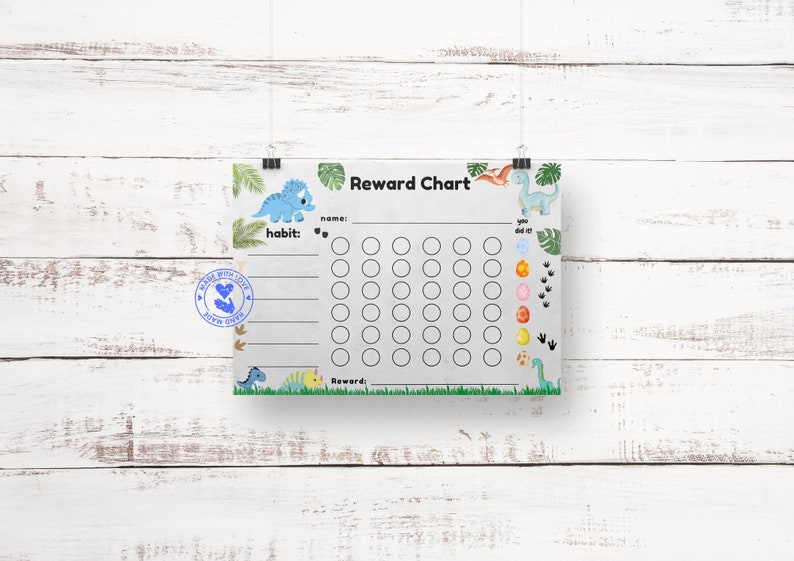 Dino Reward Chart for Kids, T-rex, Dinosaur, Habit Tracker, Behaviour ...
