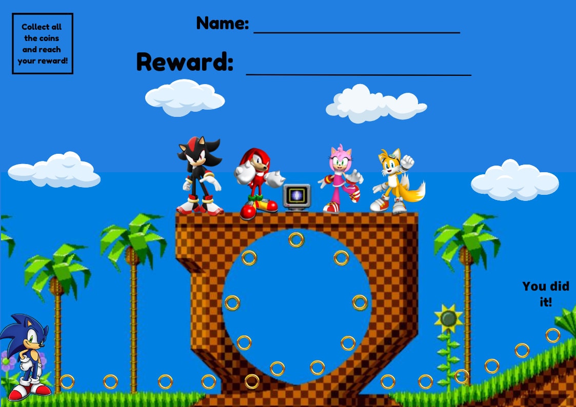 Sonic the Hedgehog Reward Chart for Kids, Behaviour Chart, Habit ...