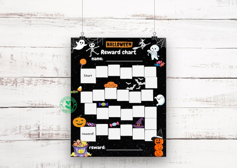 Halloween Reward Chart for Kids Spooky Reward Chart Scary - Etsy