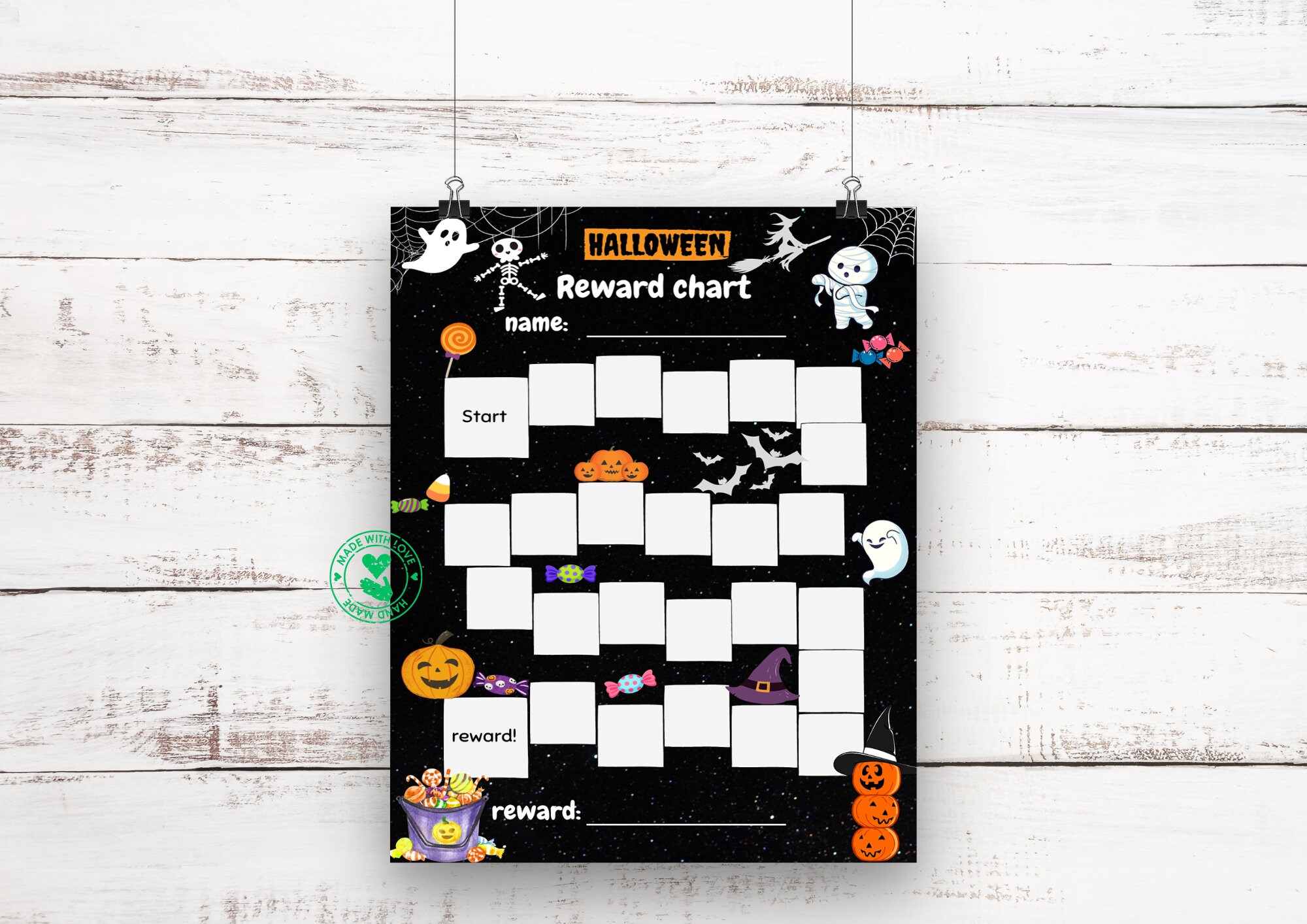 Halloween Reward Chart for Kids Spooky Reward Chart Scary - Etsy