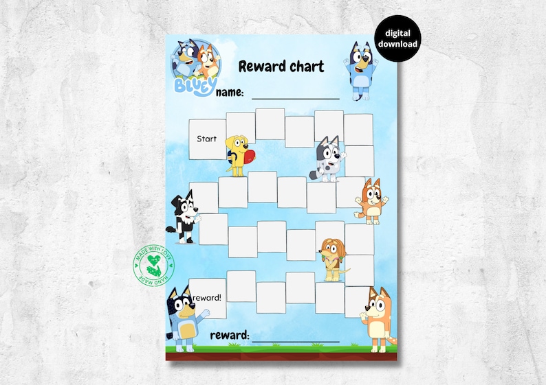 Bluey Reward Chart for Kids, Potty Chart, Habit Tracker, Behaviour ...