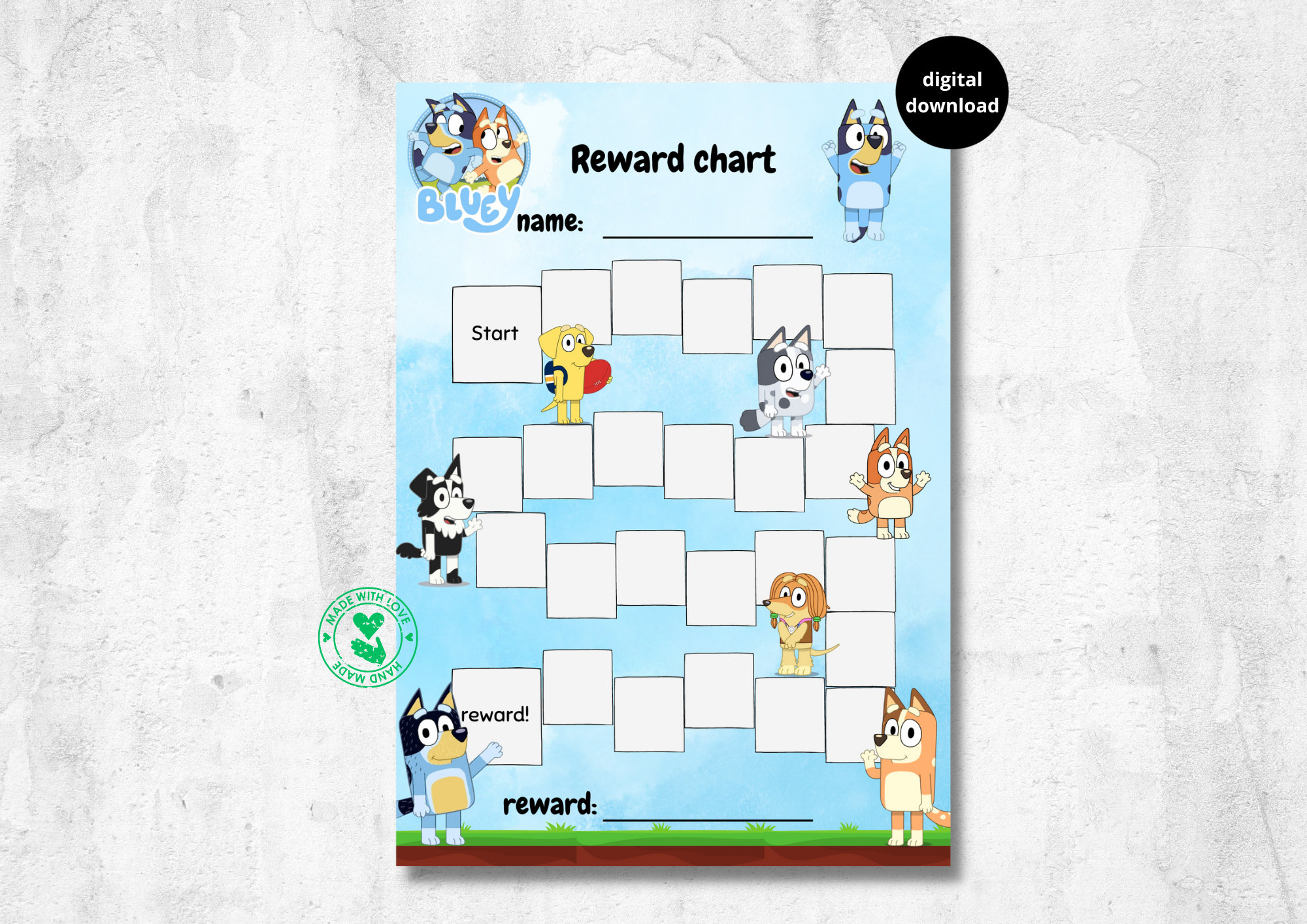 Bluey Reward Chart for Kids, Potty Chart, Habit Tracker, Behaviour ...