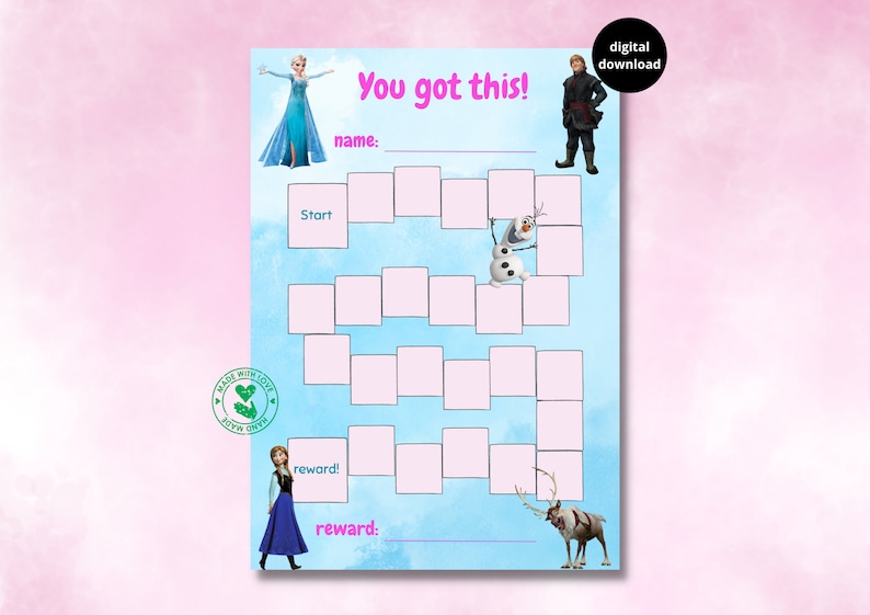Frozen Reward Chart for Kids, Movie Frozen, Elsa, Olav, Behaviour Chart ...