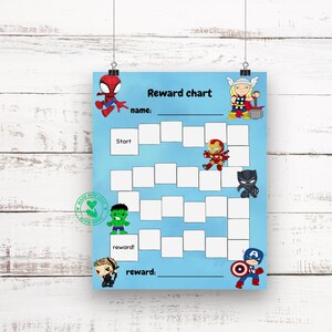 Superhero Reward Chart for Kids, Behaviour Chart, Habit Tracker, Super ...