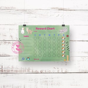 Cat Themed Reward Chart for Kids, Behavior Chart, Habit Tracker ...