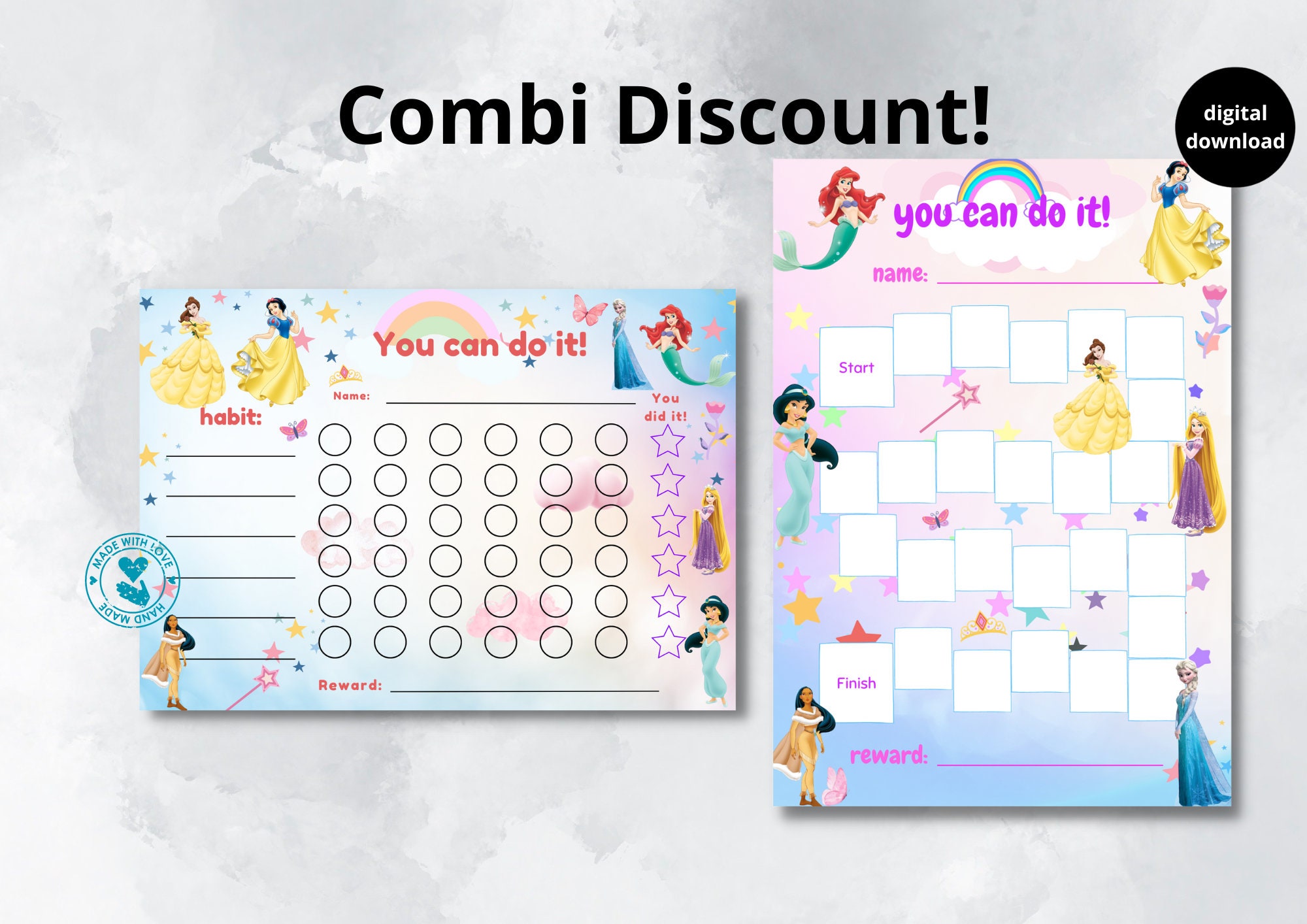 Princess Reward Chart for Kids, Habit Tracker, Behaviour Chart ...