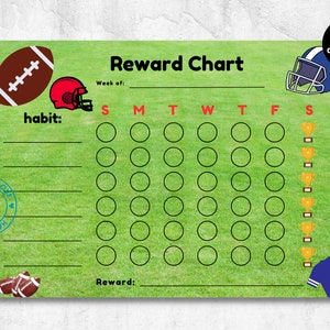 American Football Reward Chart for Kids, Habit Tracker, Behaviour ...