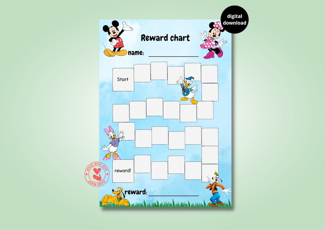 Mickey Mouse Reward Chart for Kids, Minnie Mouse, Donald Duck ...