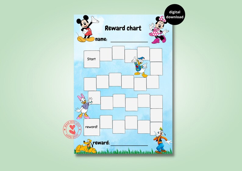 Mickey Mouse Reward Chart for Kids, Minnie Mouse, Donald Duck ...