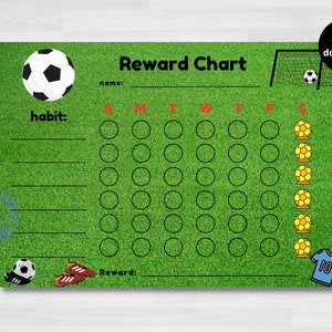 Football Reward Chart for Kids, Soccer, Habit Tracker, Behaviour ...