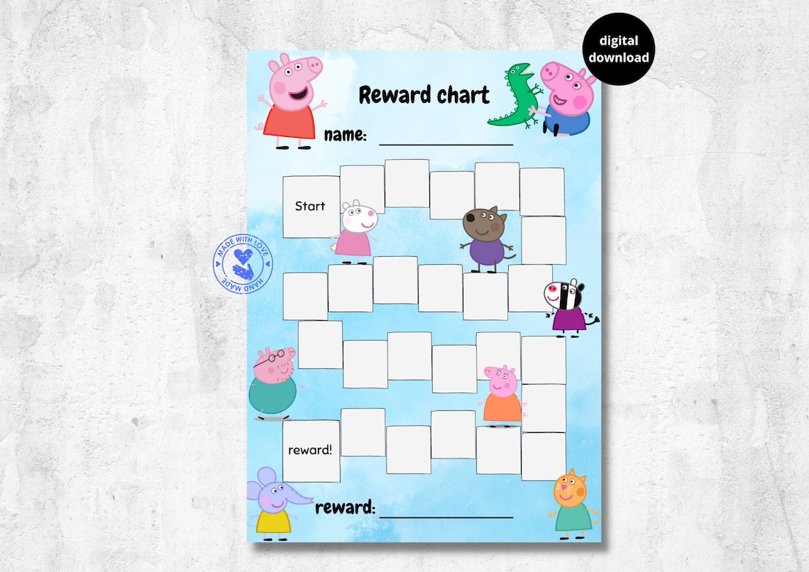 Peppa Pig Reward Chart for Kids Behaviour Chart Habit - Etsy