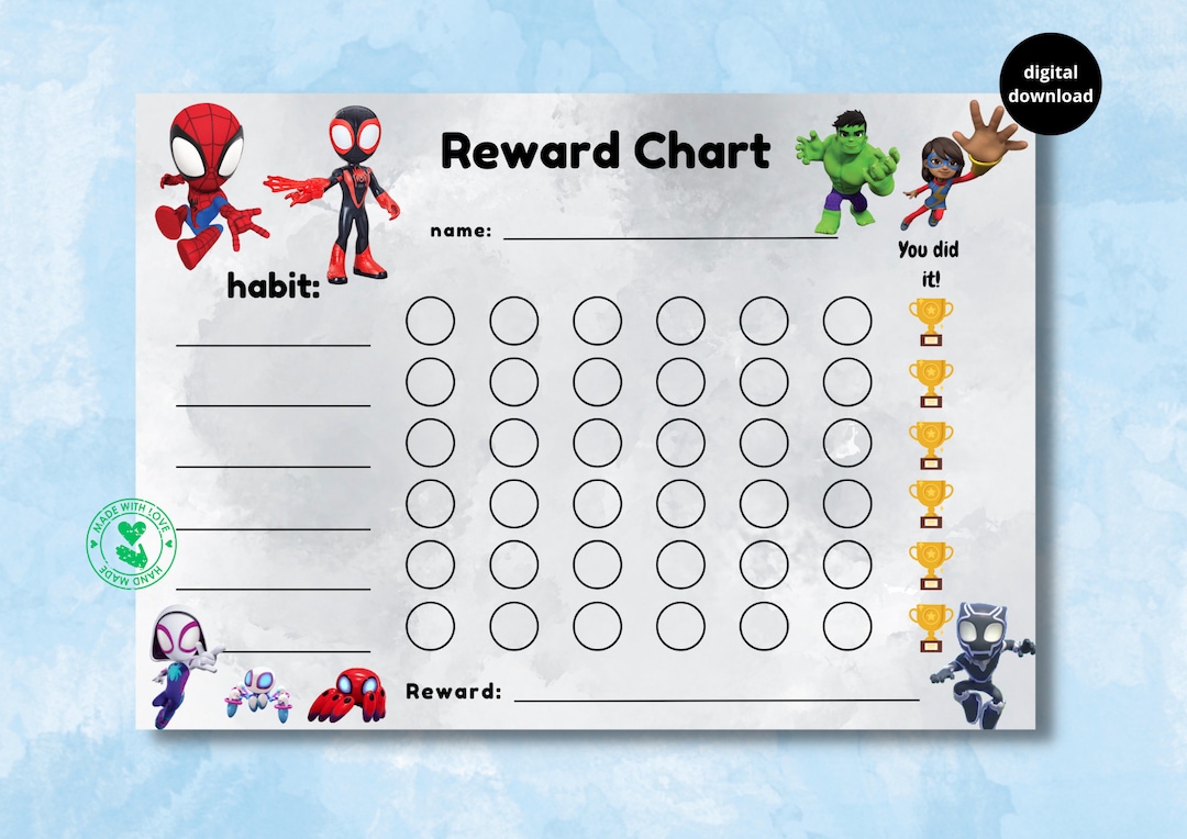 Spidey Reward Chart for Kids, Spider-man, Spidey and His Amazing ...