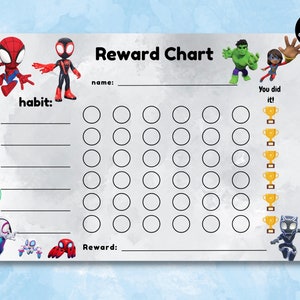 Spidey Reward Chart for Kids, Spider-man, Spidey and His Amazing ...