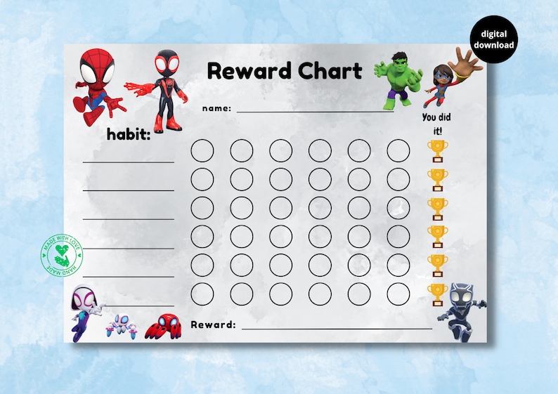 Spidey Reward Chart for Kids Spider-man Spidey and His - Etsy Australia
