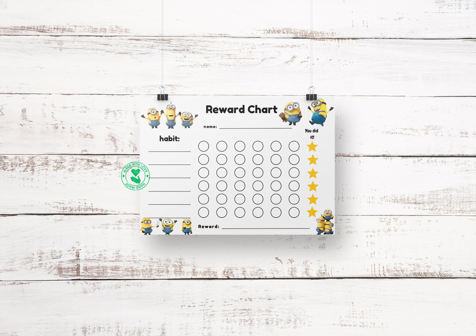 Minions Reward Charts for Kids, Despicable Me, Behaviour Chart, Habit ...